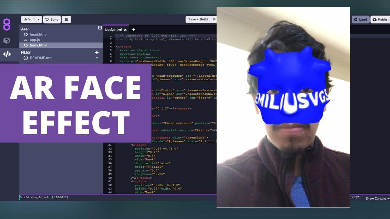 8TH wall AR Face Effects - WebAR Tutorial - Emiliusvgs
